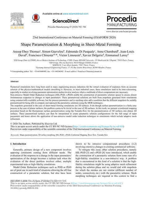 [pdf] shape parametrization and morphing in sheet metal forming