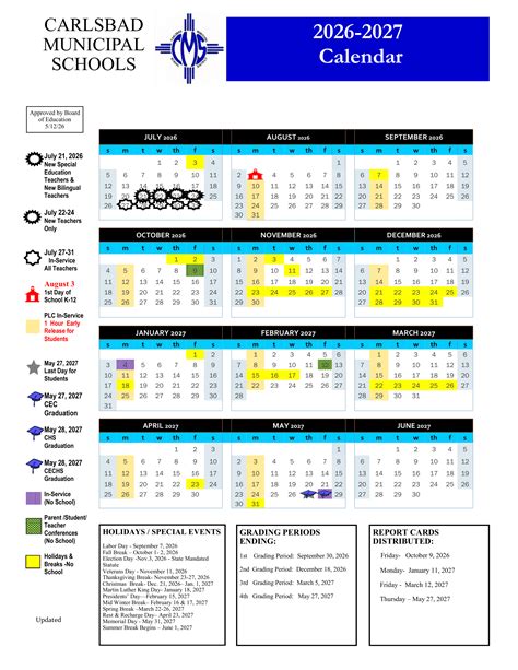Carlsbad Municipal Schools Cms Calendar 26 27