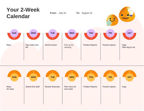 2 Week Calendar Printable Weekly Planner Template Free Printable