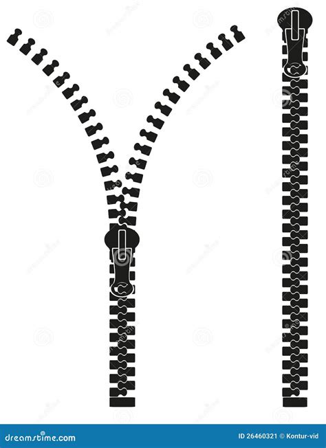 Zipper Silhouette Isolated Zippers On White Background Abstract Zip