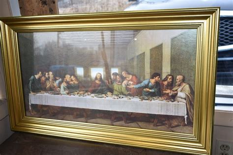 Vintage Religious Print The Last Supper Framed Wall Art Etsy