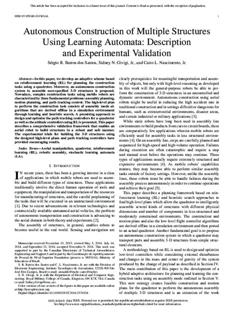 Pdf Autonomous Construction Of Multiple Structures Using Learning