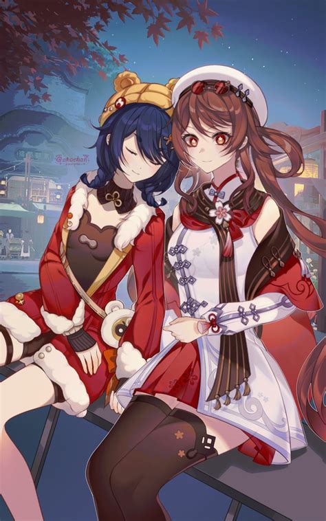 Hu Tao Xiangling Hu Tao And Xiangling Genshin Impact Drawn By Akochan Danbooru