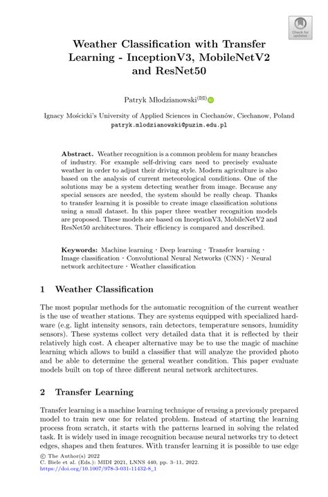 Pdf Weather Classification With Transfer Learning Inceptionv3