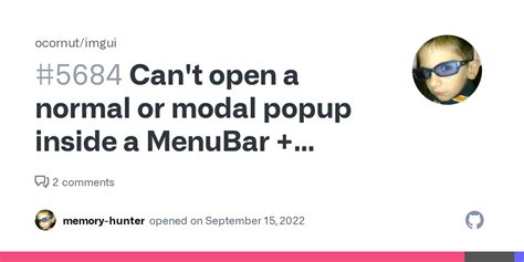 Cant Open A Normal Or Modal Popup Inside A Menubar Menu Inside It