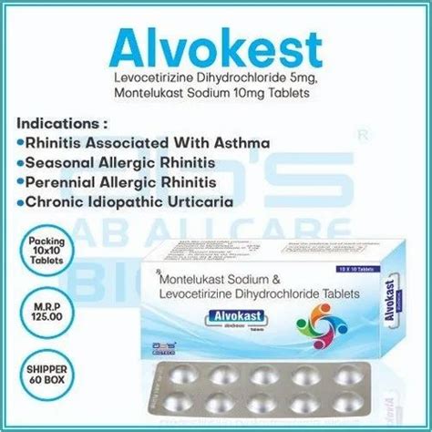 Montelukast Sodium And Levocetrizine Dihydrochloride Tablet Alvokast Tab At ₹ 1250 00 Box