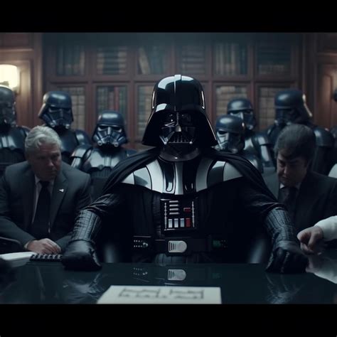 Darth Vader Está Sentado En Una Mesa Con Otras Personas Generativas Ai
