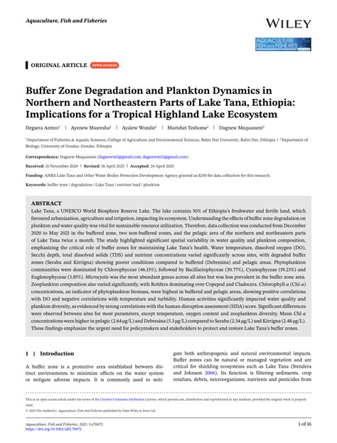 Pdf Buffer Zone Degradation And Plankton Dynamics In Northern And