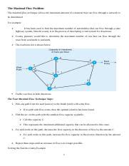 The Maximal Flow Problem Docx The Maximal Flow Problem The Maximal Flow Technique Allows The