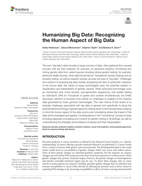 Pdf Humanizing Big Data Recognizing The Human Aspect Of Big Data