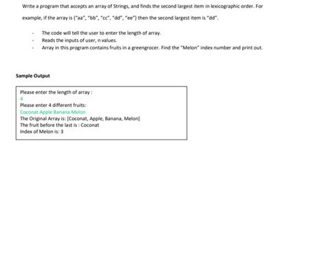 Solved Write A Program That Accepts An Array Of Strings And