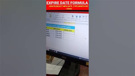 Microsoft Excel Tips And Tricks Expire Date Formula Used Excel Microsoftexcel Shorts