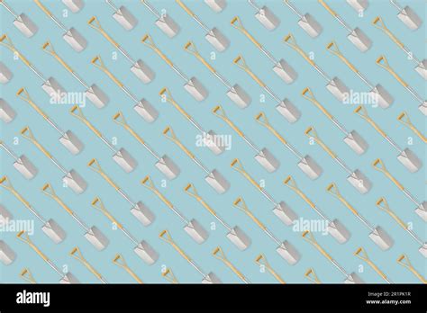 Seamless Pattern With Gardening Tool And Garden Equipment Spade With