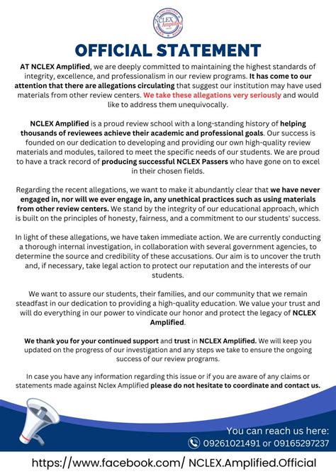 Official Statement Of Nclex Nclex Amplified Consultation