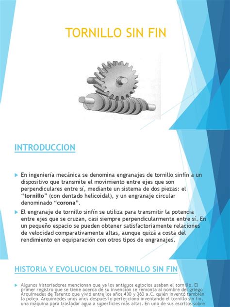 Funcionamiento Y Aplicaciones Del Tornillo Sin Fin Pdf Engranaje