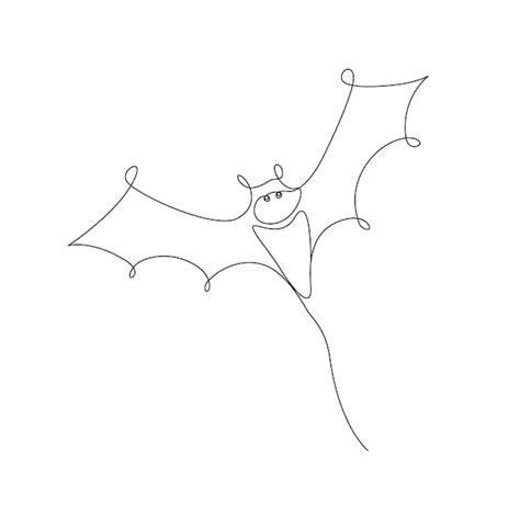 Murciélago Dibujo Continuo De Una Línea Murciélagos Arte Lineal