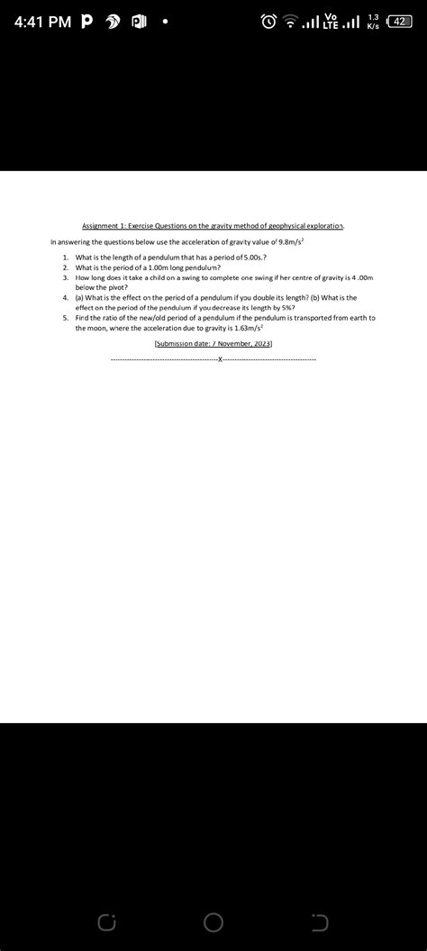 Solved Assignment 1 Exercise Questions On The Gravity