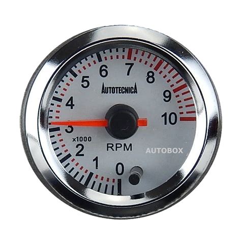 Autotecnica 10000 Rpm Tachometer Electronic Analog Gauge White Face