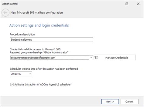 Adone Agent Commands Actions M365 Mailboxes Configuration
