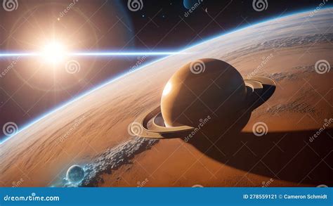an illustration of a stunningly picturesque view of saturn from space