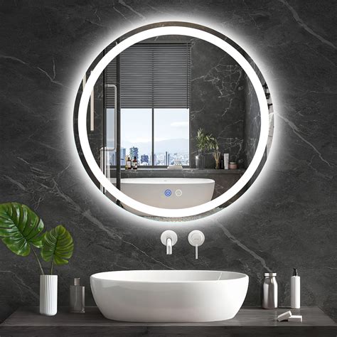 Tatu Led Round Lighted Mirror 24 Inch Bathroom Backlit Vanity Mirror