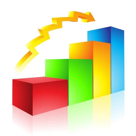 Premium Vector Rising Stats Graph With A 3d Arrow Colorful Bars And