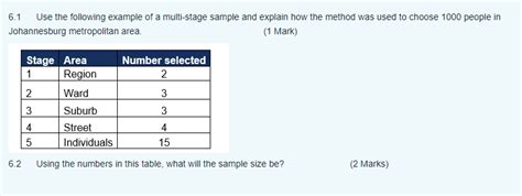 Solved 6 1 Use The Following Example Of A Multi Stage Sample Chegg Com