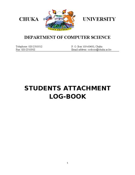Logbook Final Edited Babes Attachment CHUKA UNIVERSITY DEPARTMENT OF COMPUTER SCIENCE Studocu