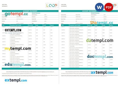 Doctempl Kenya Cba Loop Banking Statement Word And Pdf Template 6 Pages Page 1