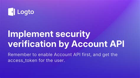 Implement Security Verification By Account Api Logto Docs