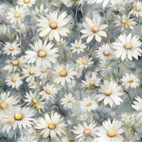 Premium Ai Image Seamless Watercolor Daisies Pattern Repeating Floral Background Generative Ai