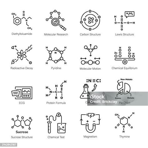 Chemical Formulas And Lab Experiments Linear Icons Stock Illustration Chemical Formulas And Lab Experiments Linear Icons Stock Illustration