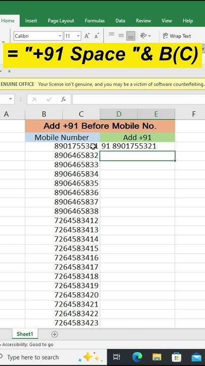 Add 91 Before Mobile No Excel Trick Rasmi Sir New Excel Tips