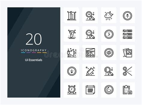 20 Ui Essentials Outline Icon For Presentation Stock Vector Illustration Of Next Attachment