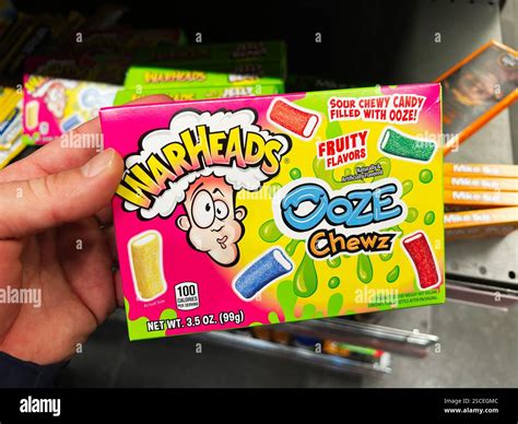 Kyiv Ukraine February 05 2025 Person Holding Warheads Sour Chewy