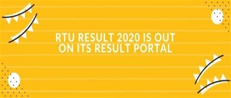 RTU Result Is Out On Its Result Portal