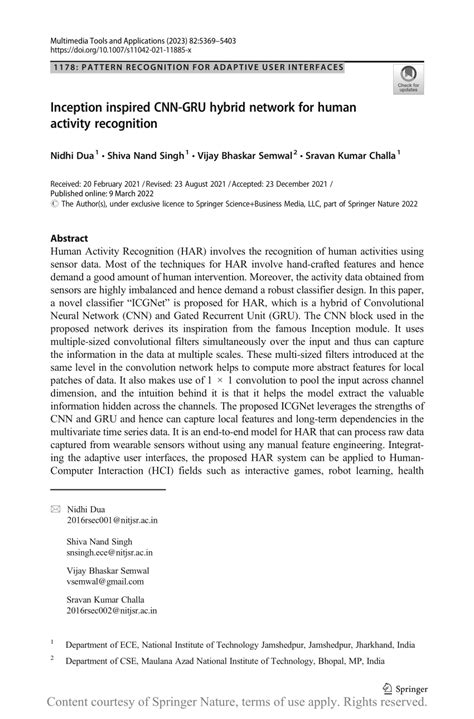 Inception Inspired Cnn Gru Hybrid Network For Human Activity Recognition Request Pdf