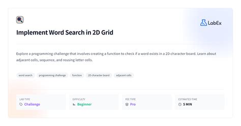 Implement Word Search In 2d Grid Labex