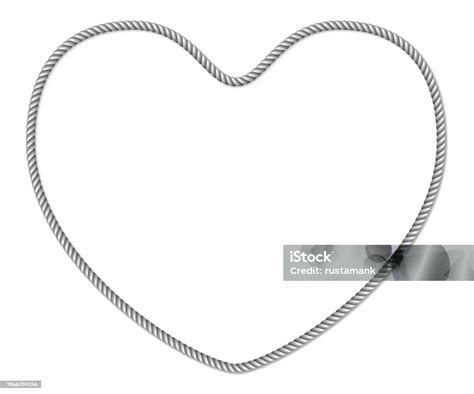 회색 흰색 밧줄 심장 모양의 테두리 흰색 배경에 고립 된 벡터 프레임 개념에 대한 스톡 벡터 아트 및 기타 이미지 개념