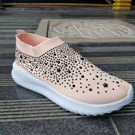 여자의 숙 녀 발목 신발 플랫로 퍼 크리스탈 패션 블 링 스 니 커 즈 캐주얼 숙 녀 슬립 통기성 캐주얼 신발에 Xsw 여성 신발