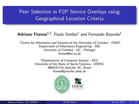 Peer Selection In P2p Service Overlays Using Geographical Location