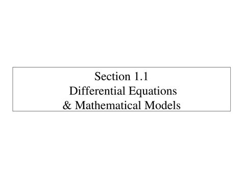 Ppt Section 1 1 Differential Equations And Mathematical Models