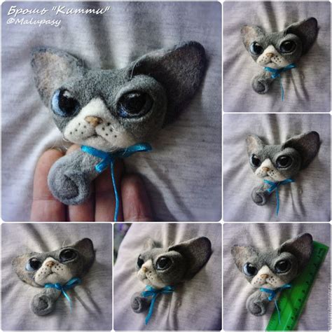 Купить Валяные котоброши для примера брошь валяная брошь кот котик кошка котенок