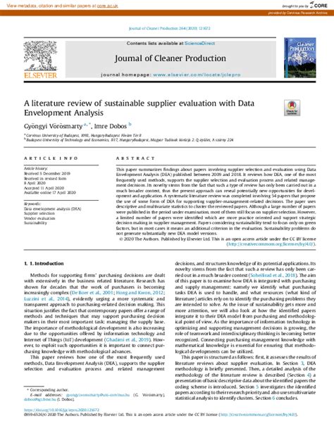 Pdf A Literature Review Of Sustainable Supplier Evaluation With Data Envelopment Analysis