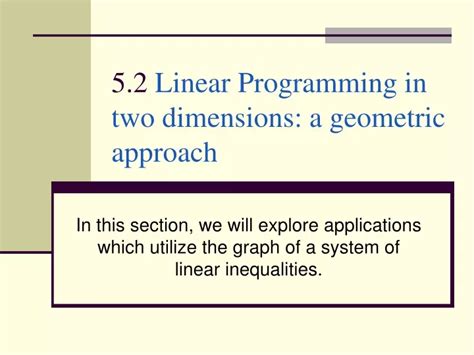 Ppt 52 Linear Programming In Two Dimensions A Geometric Approach Powerpoint Presentation