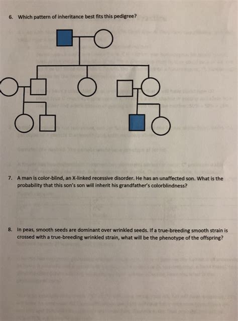 solved 6 which pattern of inheritance best fits this