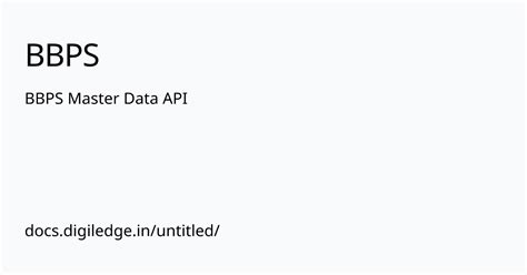 Bbps Master Data Api Bbps
