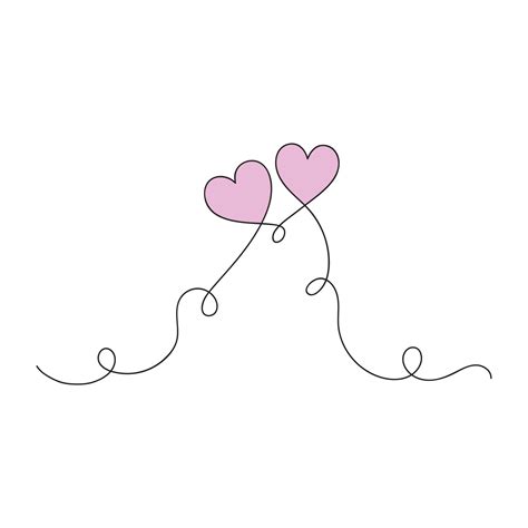 Aesthetic Hearts Continuous One Line Art Drawing Valentines Day