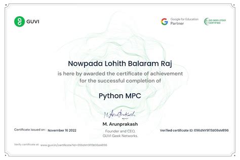 nowpada lohith balaram raj on linkedin guvi pythonprogramming