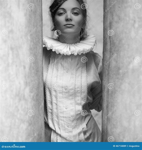 Vintage A La French Princess Portrait Of A Beautiful Brunette Stock